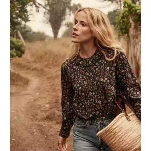 Doen | Tops | Doen Plum Top Champagne Floral Womens Medium Ruffle ...